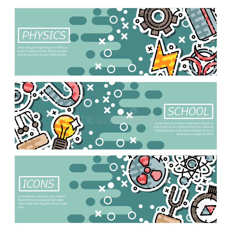 Set of Horizontal Banners about Physics Stock Vector - Illustration of ...