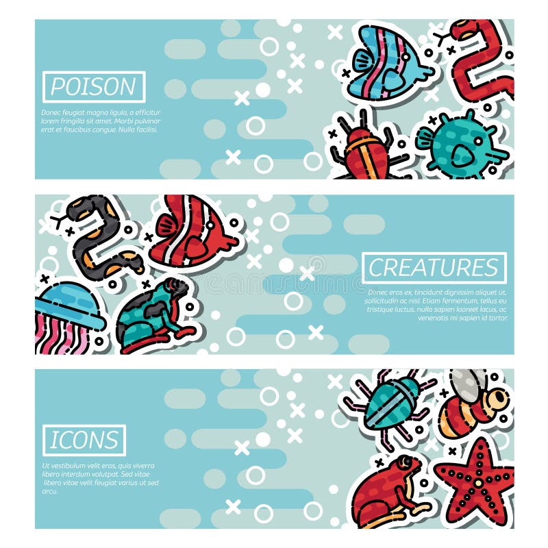 Poison Horizontal Banners Set Stock Vector - Illustration of drug, card ...