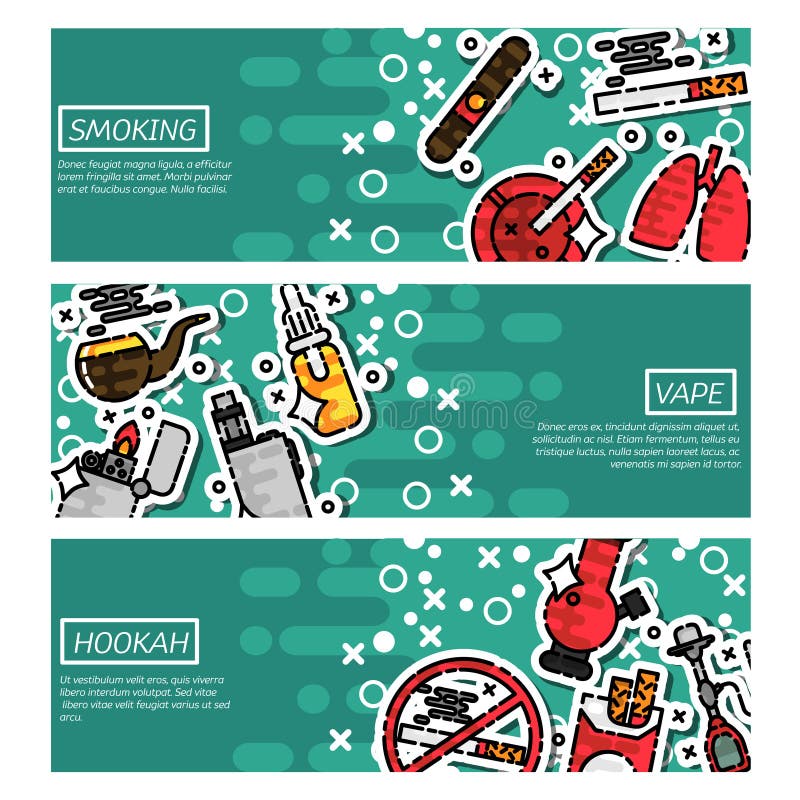 Smoking Horizontal Banners Set Stock Vector - Illustration of male ...