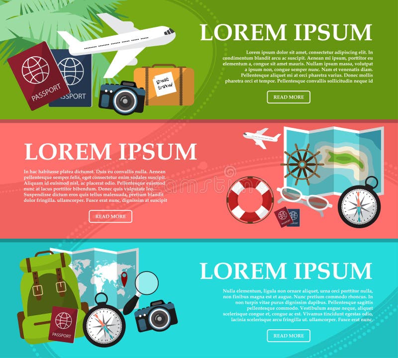 Set of Horizontal Banners on Trips with Space for Your Text. Stock ...