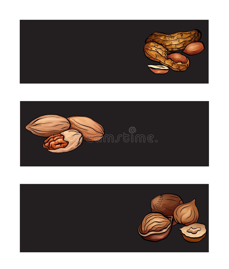 Set of Cartoon Nuts in the Prohibition Sign. Free from Nuts. Ban on ...