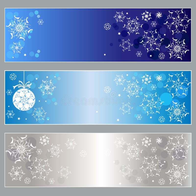 Set Of Christmas Or New Year Horizontal Banners Sparkling With ...