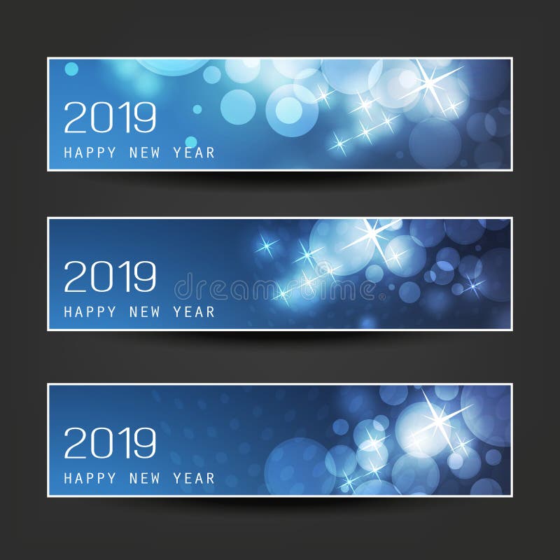 Set of Horizontal Christmas, New Year Headers or Banners Design - 2019 ...