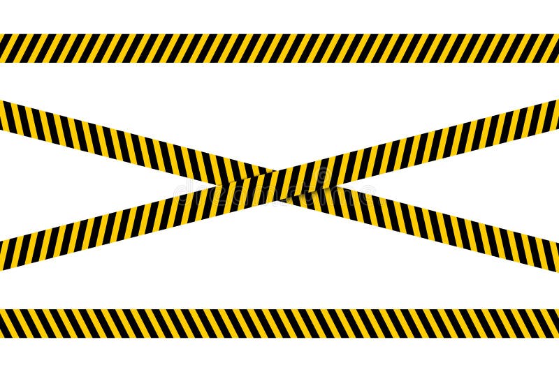 Set of Horizontal and Crossed Caution Tapes with Black and Yellow ...
