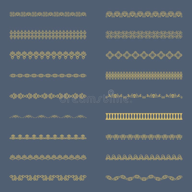 Set of Horizontal Isolated Bronze Lace Borders for Design Stock Vector ...
