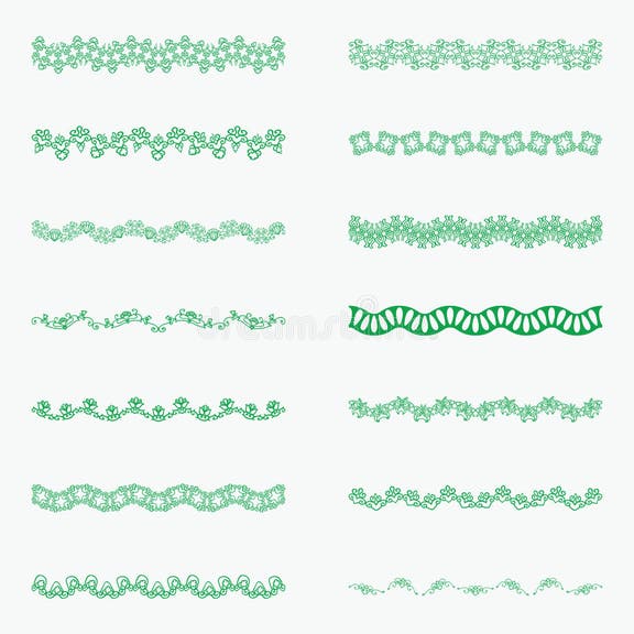 Set of Horizontal Isolated Green Lace Borders for Design Stock Vector ...