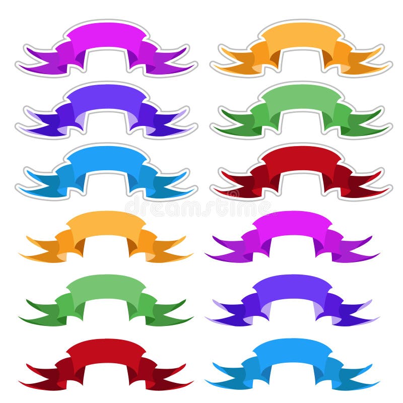 Set of Horizontal Multi-colored Banners. Wide Ribbon with Place for ...