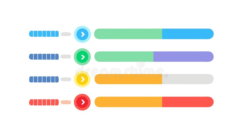 A Set of Horizontal Progress Bars for UI Design and Infographics ...
