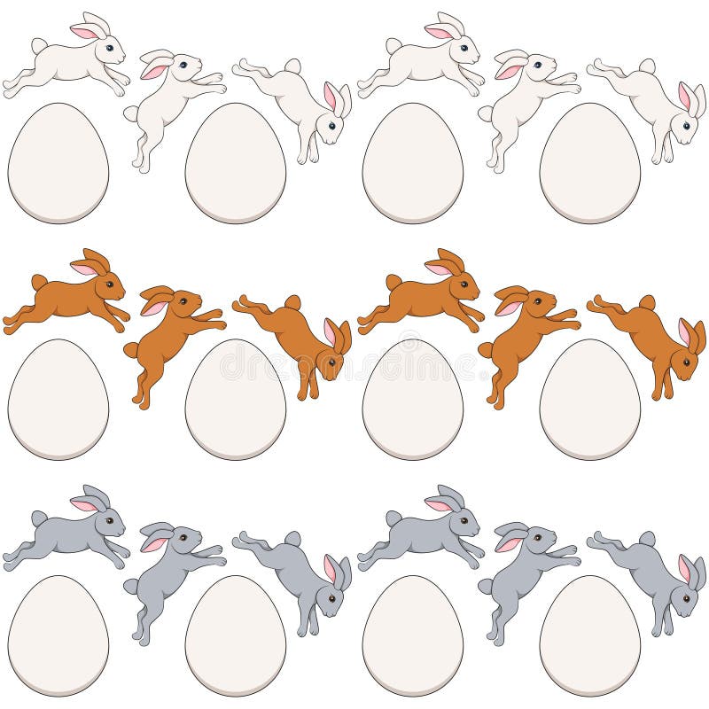 Set of Horizontal Seamless Patterns with Easter Bunny and Eggs ...