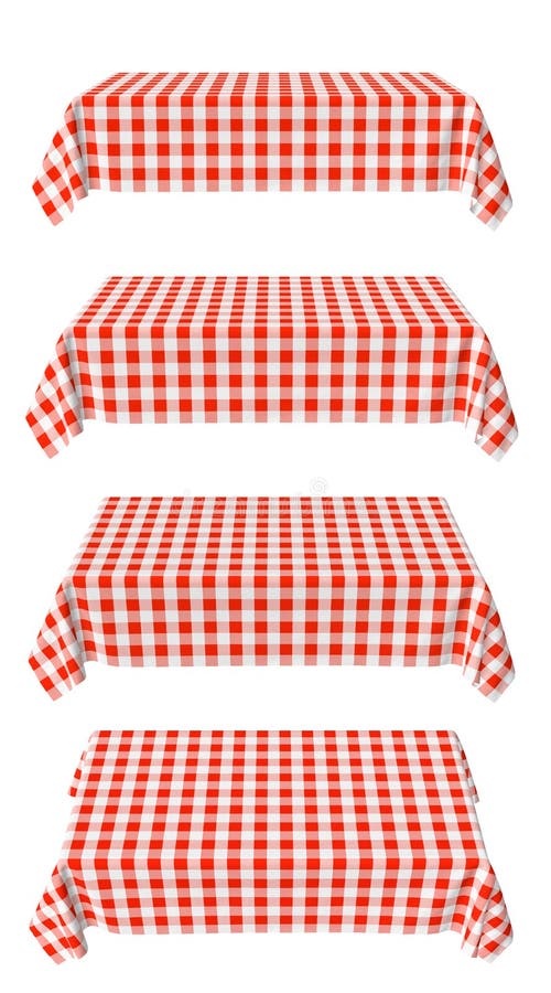 Set of Horizontal Tablecloth with Red Checkered Pattern Stock ...