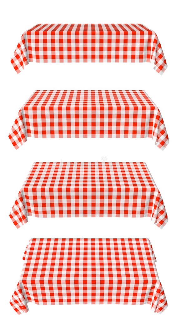 Set of Horizontal Tablecloth with Red Checkered Pattern Stock Illustration - Illustration of ...
