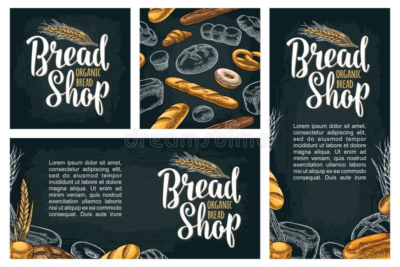 Vertical Poster with Bread. Vector Color Hand Drawn Vintage Engraving ...