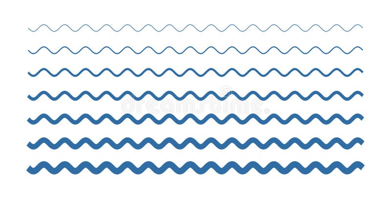 Set of Horizontal Wiggly Lines Pattern in Different Wavelength Stock ...