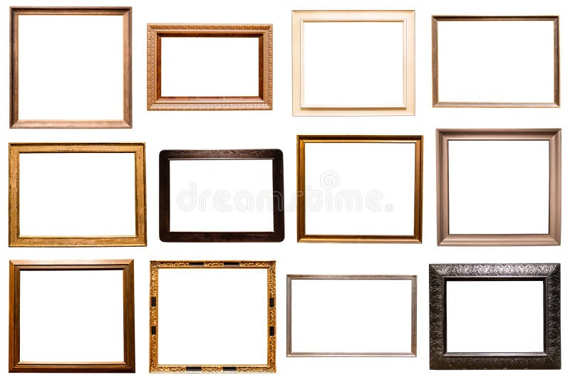 Set of Horizontal Wooden Painting Frames Isolated Stock Image - Image ...