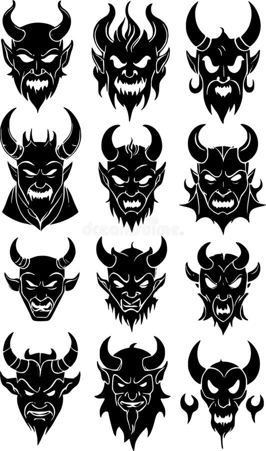 Set of horns and skulls stock illustration. Illustration of cartoon ...