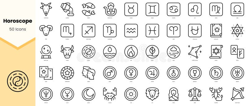 Set of Horoscope Icons. Simple Line Art Style Icons Pack Stock Vector ...