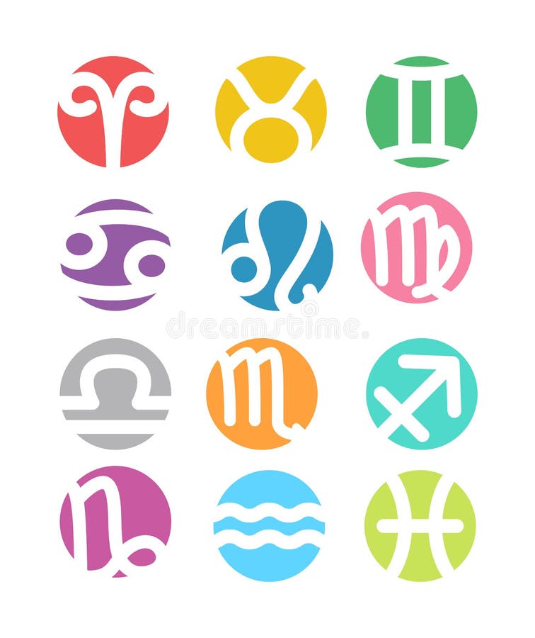 Set Of Horoscope Zodiac Signs Colorful Flat Stock Vector