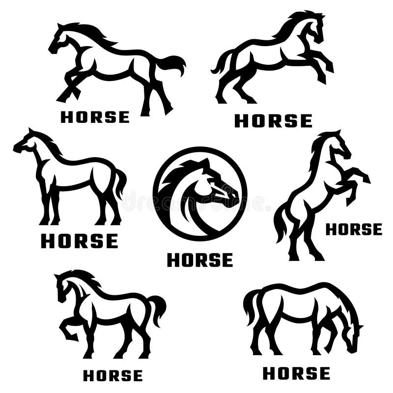 Set of horse logos. stock vector. Illustration of farm - 340299813