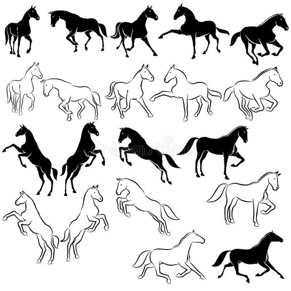 Running Horses Group Set Stock Illustrations – 140 Running Horses Group ...