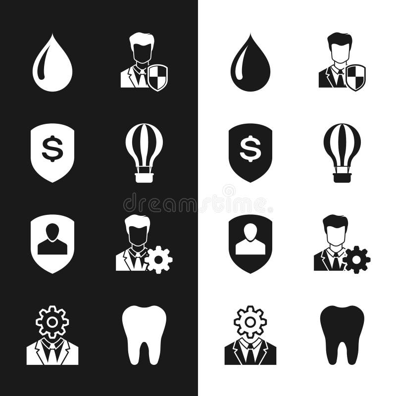 Set Hot Air Balloon, Shield and Dollar, Water Drop, User Protection ...