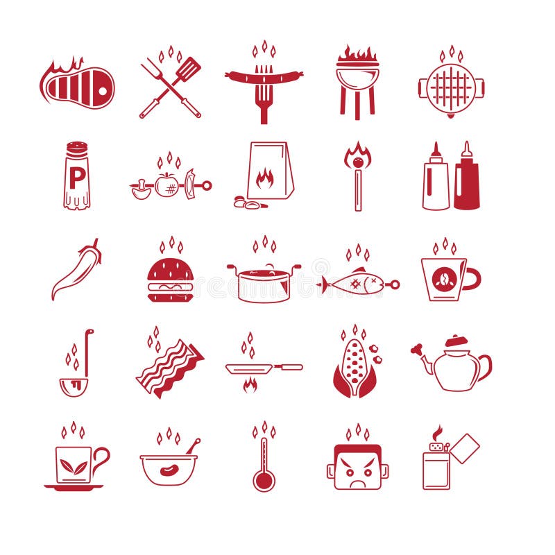 Set of Hot Icons. Vector Illustration Decorative Design Stock Vector ...