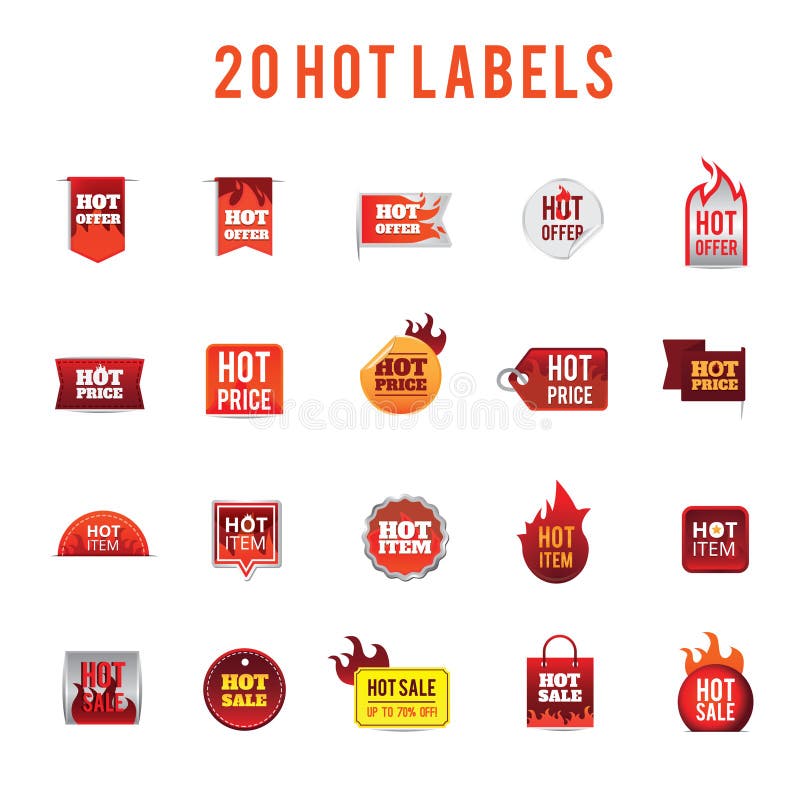 Set of Hot Labels. Vector Illustration Decorative Background Design ...