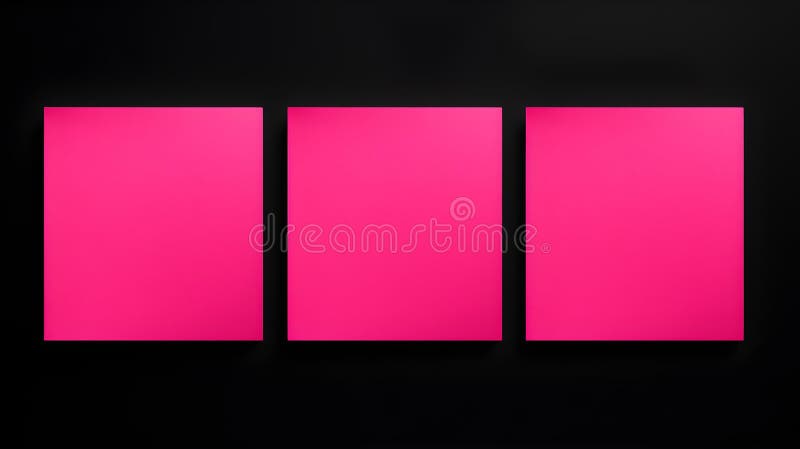 Set of Hot Pink Square Paper Notes on a Black Background. Brainstorming ...
