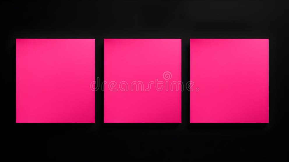 Set of Hot Pink Square Paper Notes on a Black Background. Brainstorming ...