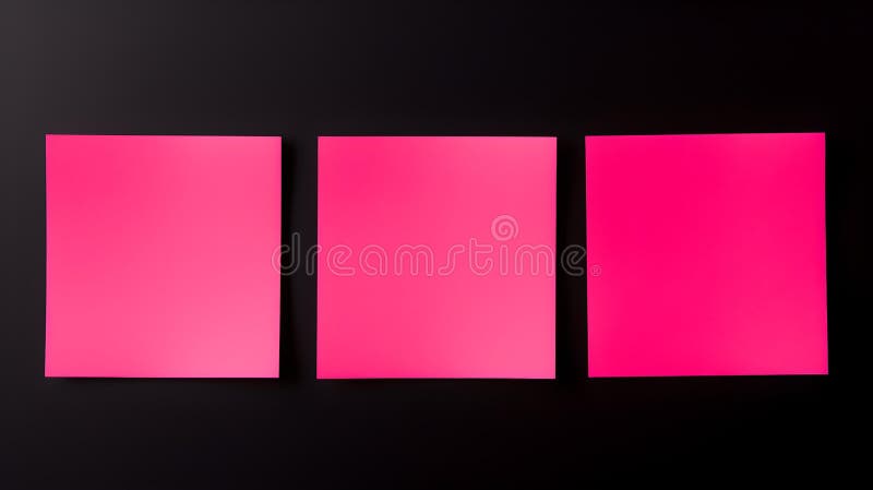 Set of Hot Pink Square Paper Notes on a Black Background. Brainstorming ...