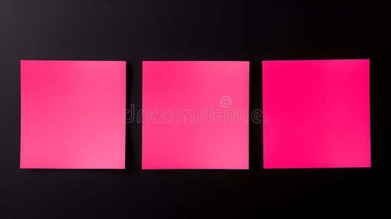 Set of Hot Pink Square Paper Notes on a Black Background. Brainstorming ...