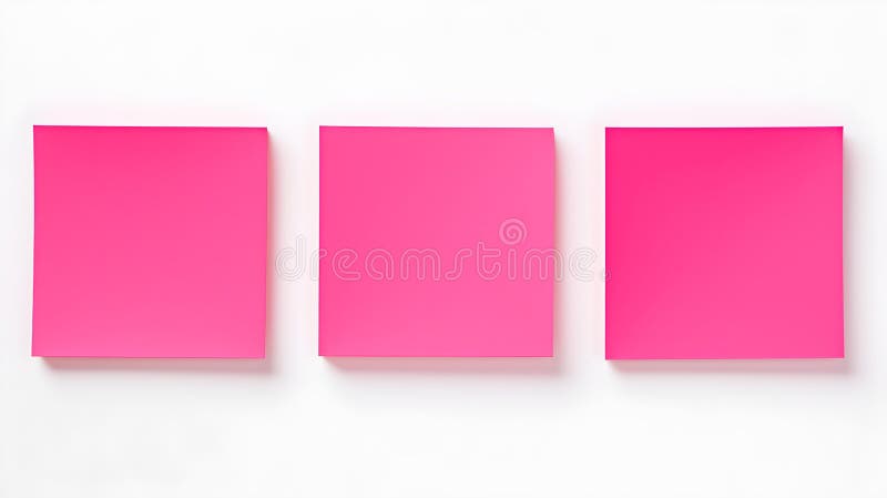 Set of Hot Pink Square Paper Notes on a White Background. Brainstorming ...