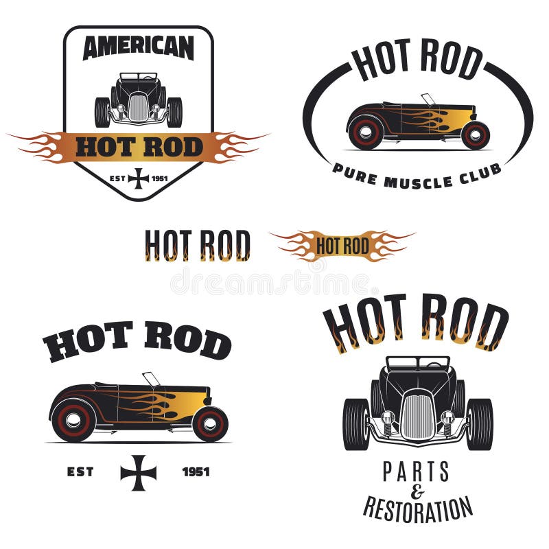 Set of Classic Muscle Car Round Emblems, Badges and Signs. Stock Vector ...