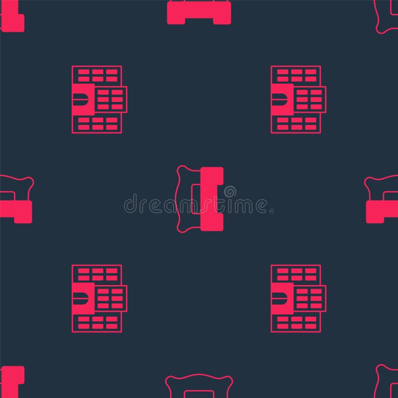 Set Hotel Building and Bedroom on Seamless Pattern. Vector Stock Vector ...