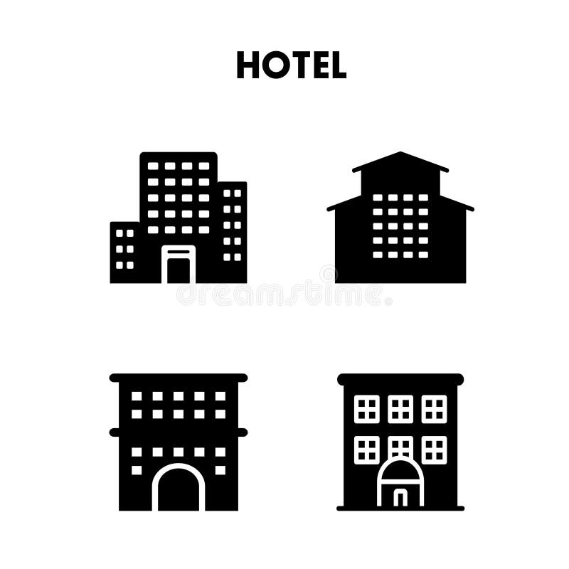 Set of Hotel Silhouette Icon Vector Stock Illustration - Illustration ...
