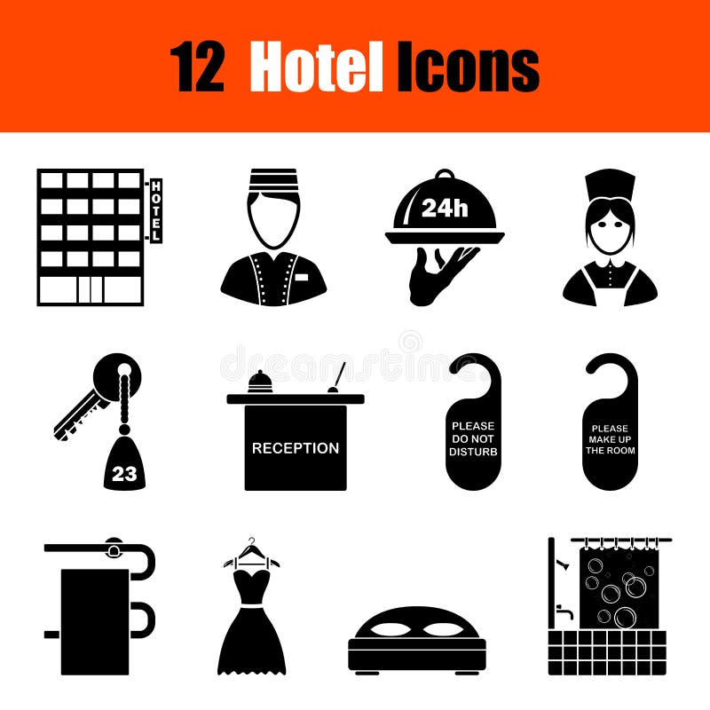 Set of hotel icons stock vector. Illustration of lock - 68268440
