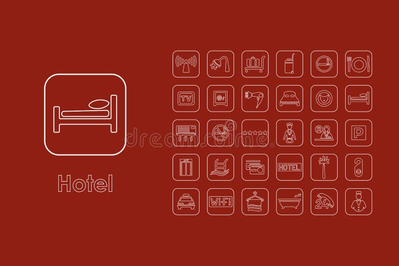 Set of hotel simple icons stock vector. Illustration of graphic - 65850229