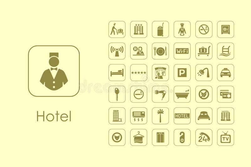 Set of hotel simple icons stock vector. Illustration of modern - 85618892