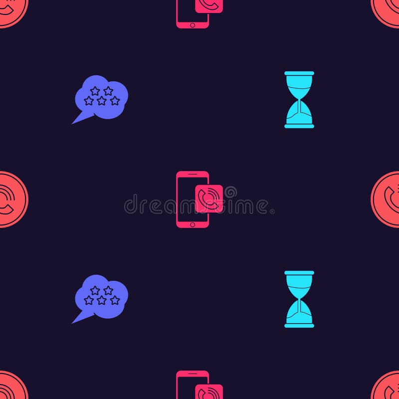 Set Hourglass, Five Stars Rating Review, Mobile Phone Call and Phone on ...