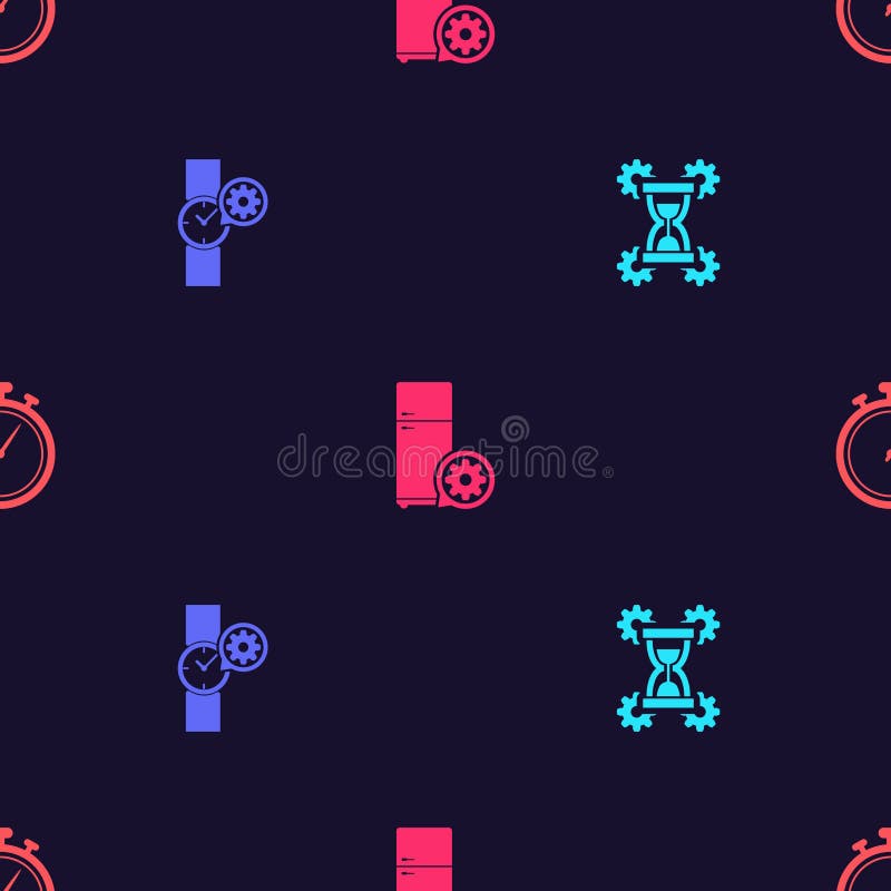 Set Hourglass Setting, Wrist Watch, Refrigerator and Stopwatch on ...