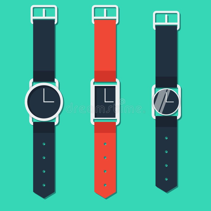 Set of Hours on Hand Different Form in Flat Style Stock Vector ...