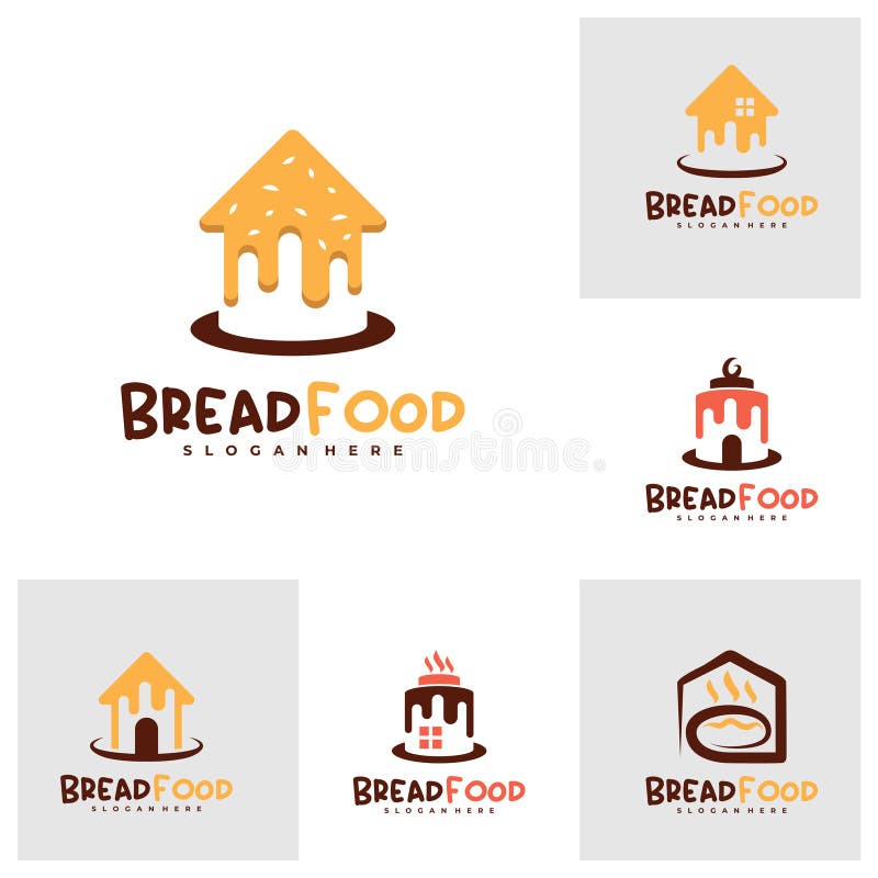 Set of House Bread Food Logo Vector Template, Creative Bread with Home ...