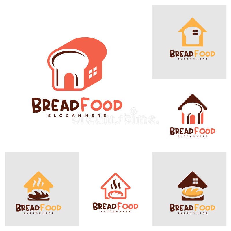 Set of House Bread Food Logo Vector Template, Creative Bread with Home ...