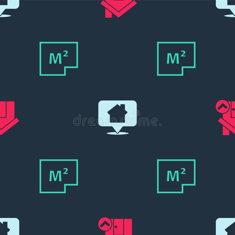 Set House with Check Mark, Location House and Plan on Seamless Pattern ...