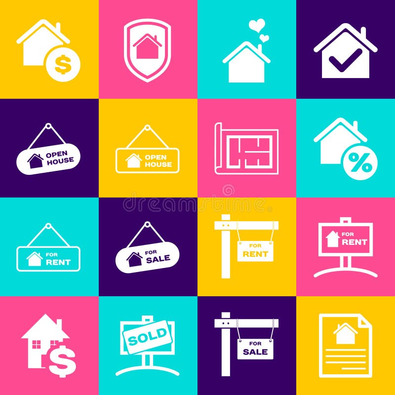 Set House Contract, Hanging Sign with for Rent, Percant, Heart Shape ...