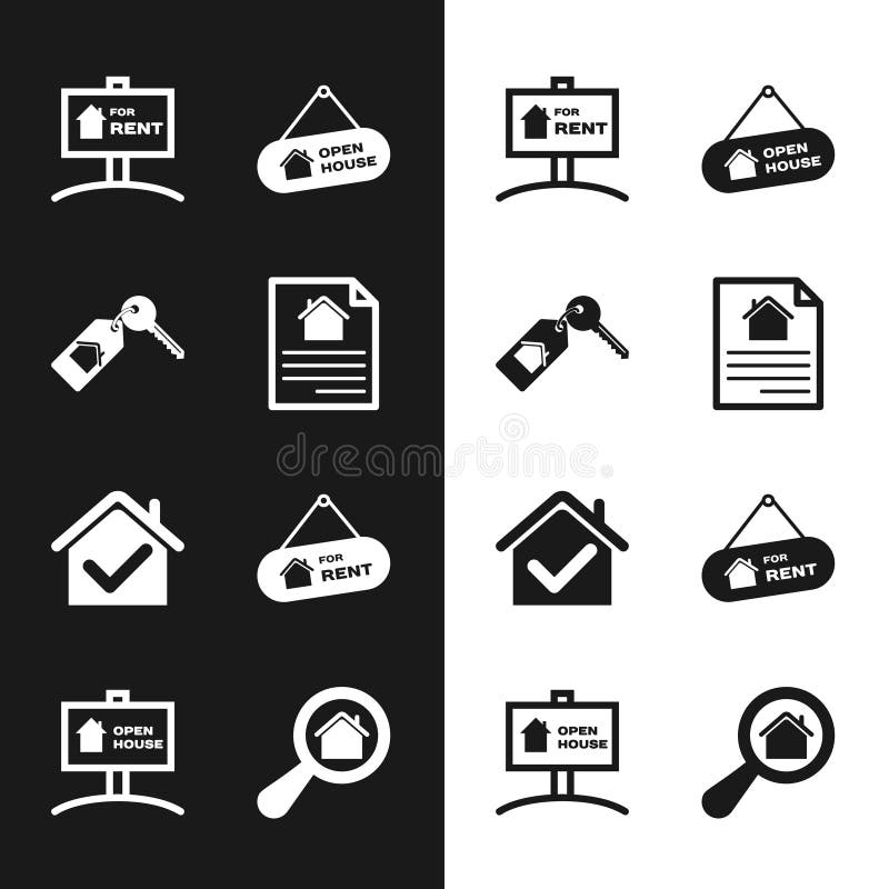 Set House Contract, with Key, Hanging Sign for Rent, Open House, Check ...