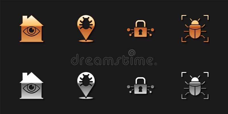 Set House with Eye Scan System Bug Ciberseguridad E Icono. Vector ... Set House with Eye Scan System Bug Ciberseguridad E Icono. Vector ...