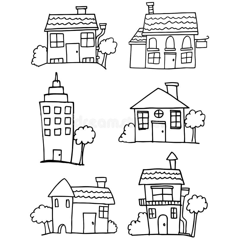 Set of house hand draw stock vector. Illustration of doodle - 85816149