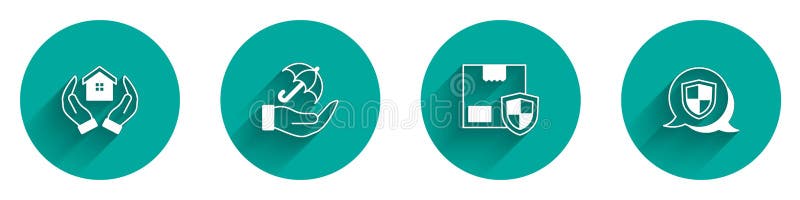 Set House in Hand, Umbrella, Delivery Security with Shield and Shield ...