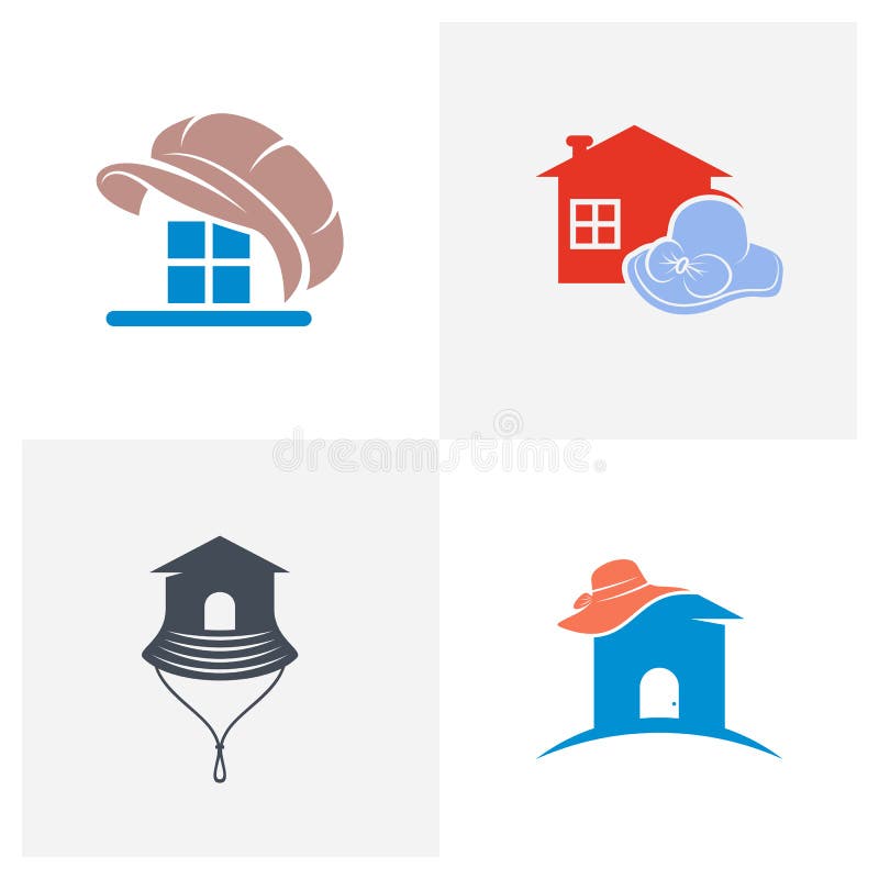 Set of House Hat Logo Design Vector Illustration, Creative Hat Logo ...
