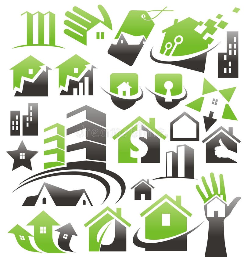 Set of House Icons, Symbols and Signs. Stock Vector - Illustration of ...
